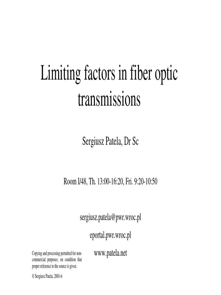 Limiting Factors in Fiber Optic Transmissions | PDF | Dispersion ...