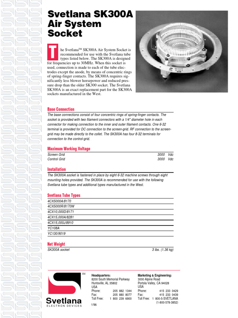 SK-300 Tube Socket | PDF | Electrical Connector | Vacuum Tube