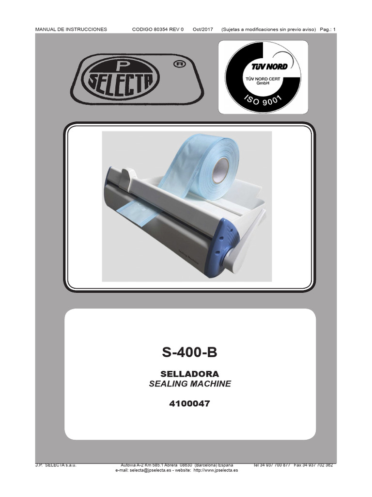 Selladora Selecta S-400 | PDF | Sector secundario de la economía ...