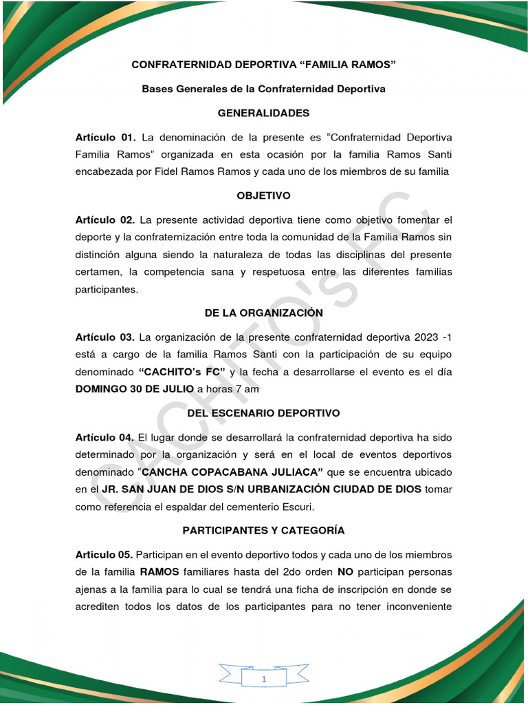 Bases Generales CDFR | PDF | Vóleibol | Deportes