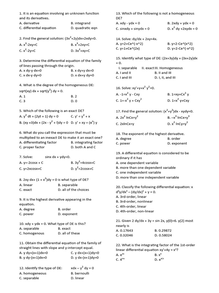 Practice-Problems | PDF | Nonlinear System | Differential Equations