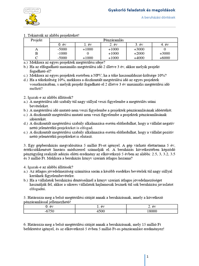 5 - 6 Gyakorló Feladatok És Megoldások | PDF