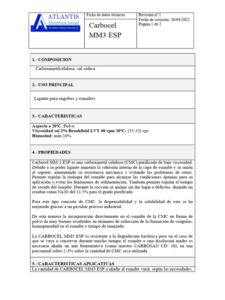 Carbocel MM3 ESP: Ligante para Esmaltes | PDF | Química | Materiales