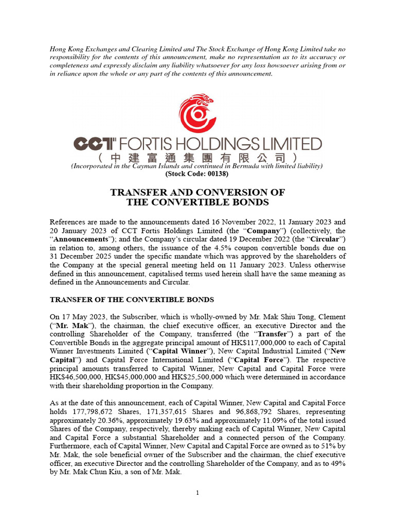 Transfer of The Convertible Bonds | PDF | Bonds (Finance) | Convertible ...