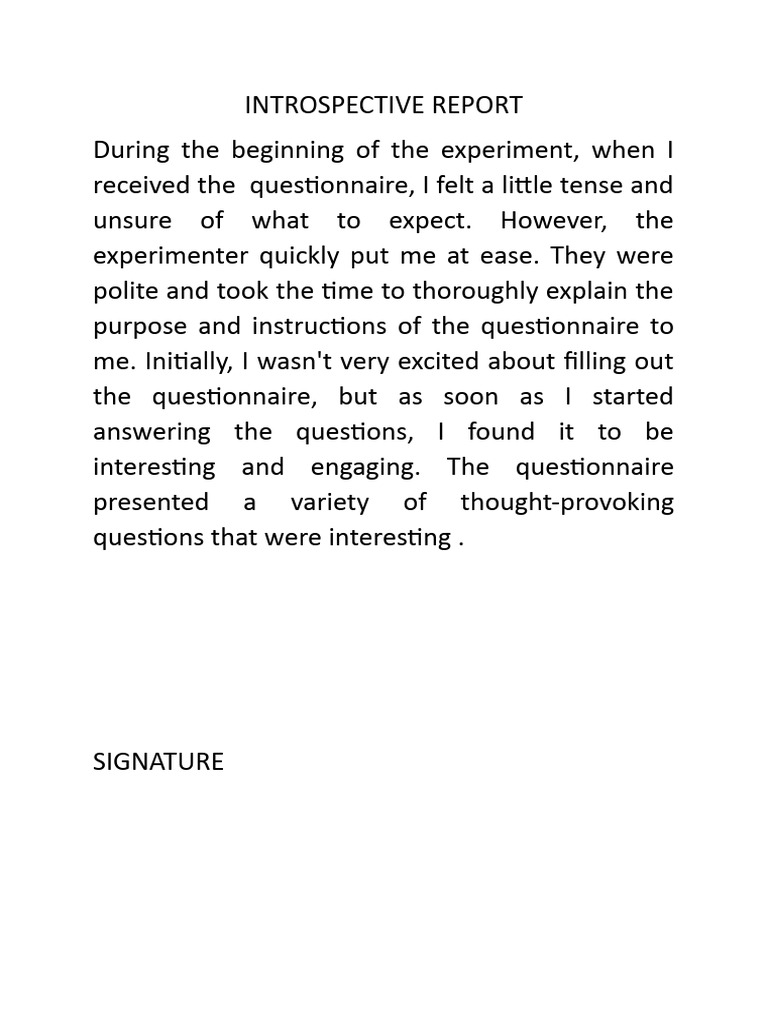 Introspective Report | PDF | Career & Growth | Self-Improvement