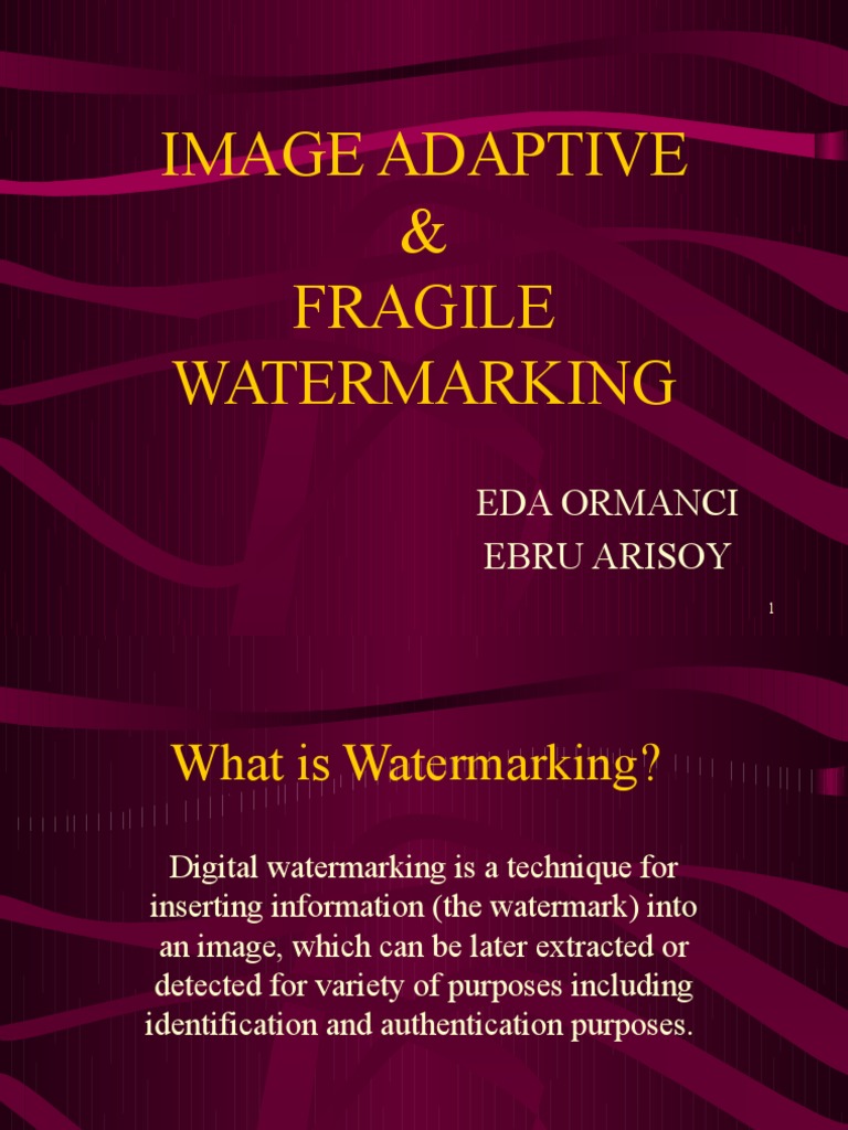 Image Adaptive & Fragile Watermarking: Techniques for Inserting Fragile Watermarks into Images ...