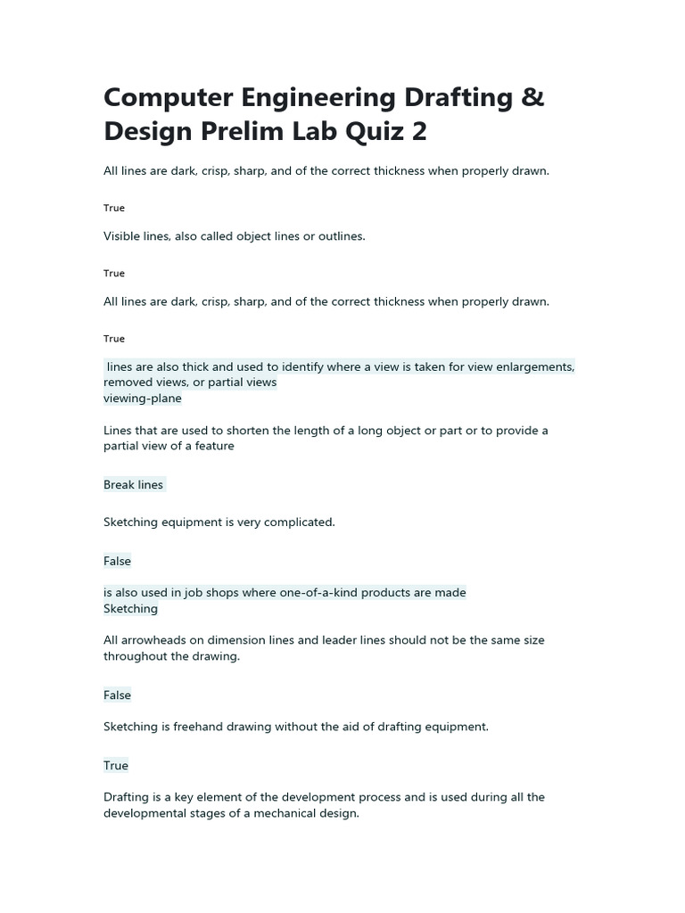 Computer Engineering Drafting & Design Prelim Lab Quiz 2 | PDF
