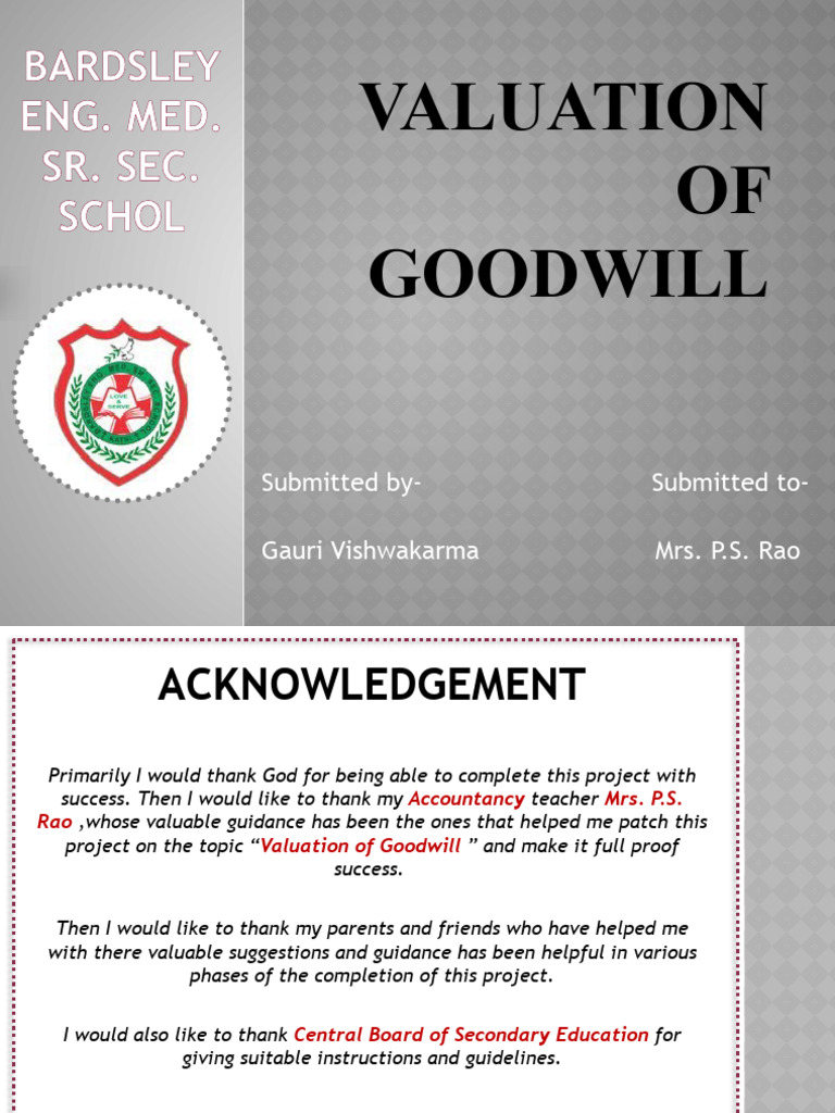 Valuation of Goodwill | PDF | Financial Capital | Goodwill (Accounting)