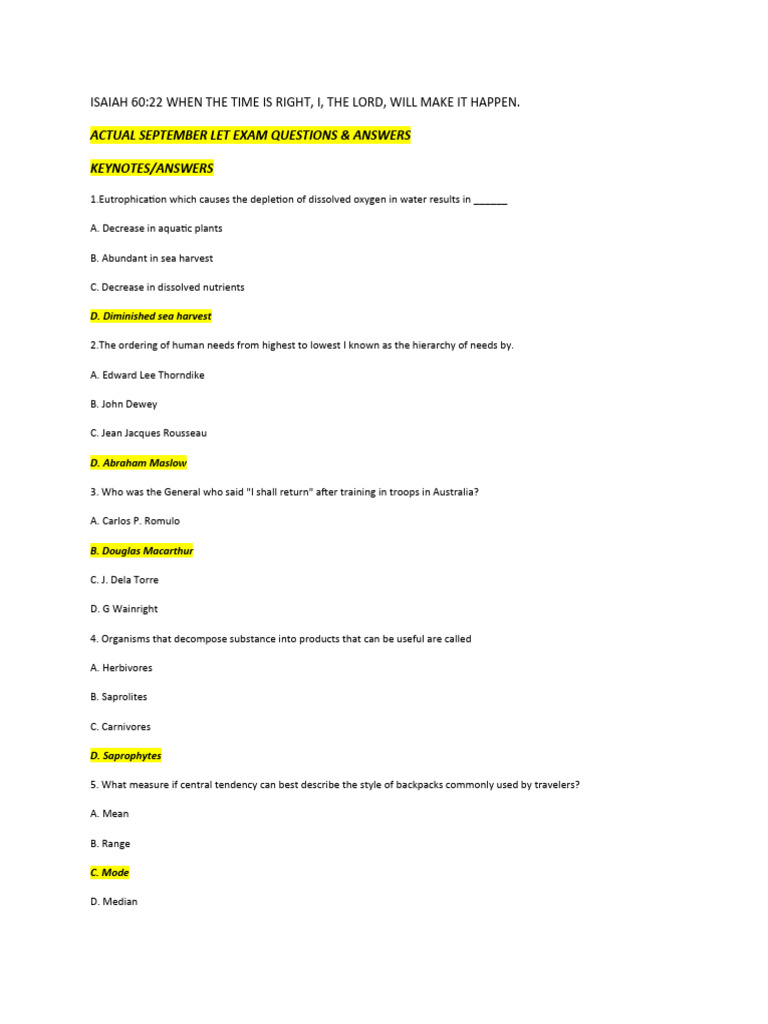 September 2023 LET Exam Questions & Answers | PDF | Philippines