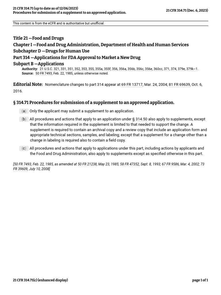 FDA Supplement Submission Procedures | PDF | Finance & Money Management ...