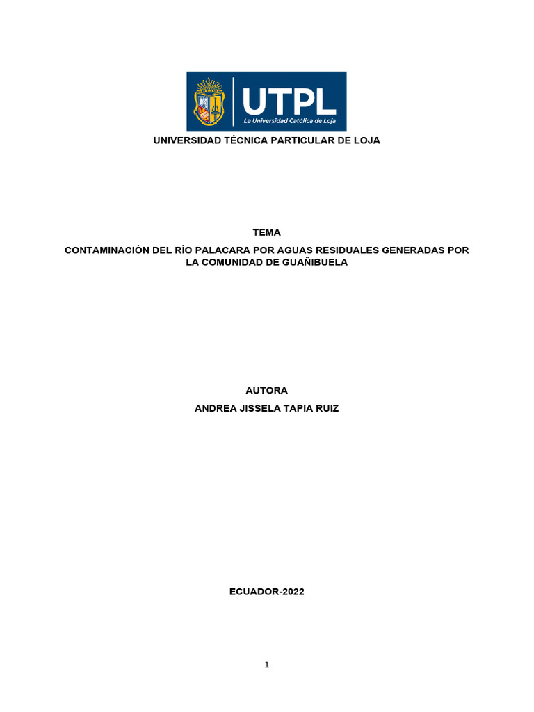 Ejemplo Proyecto Final UTPL 5 | PDF | La contaminación del agua ...