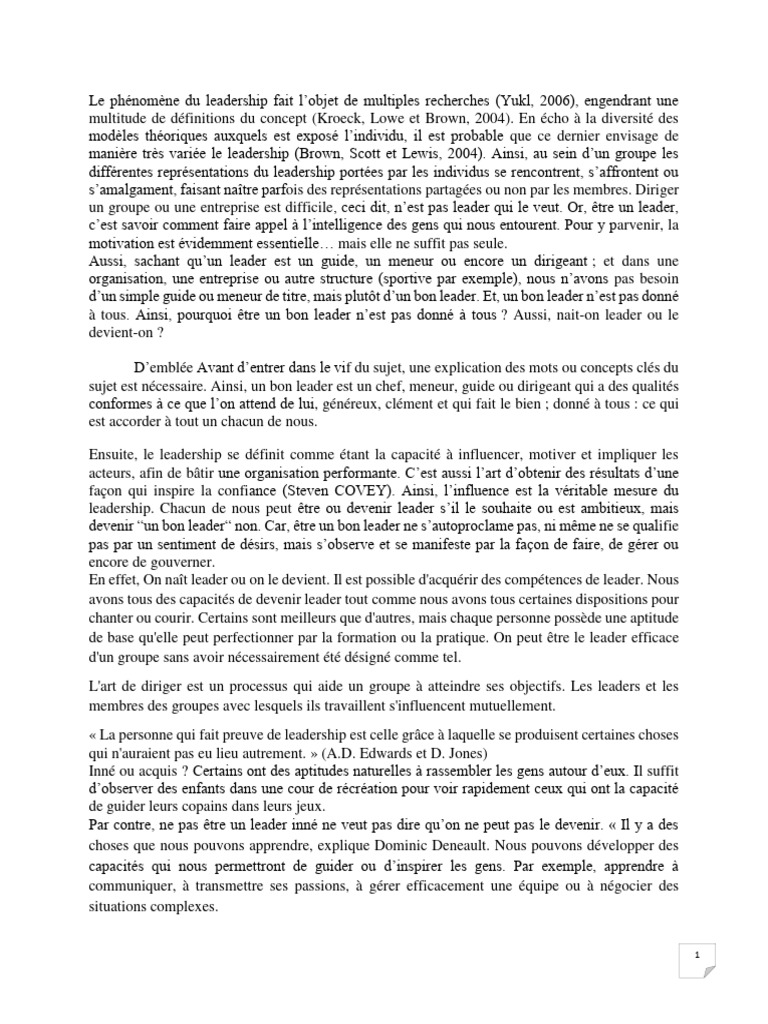 Les clés du bon leadership expliqué | PDF | Direction
