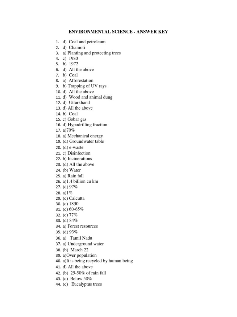 Evs Answer Key | PDF | Biodiversity | Atmosphere Of Earth