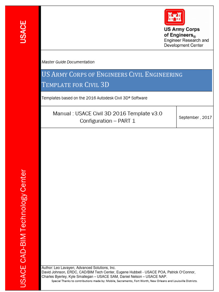 USACE Civil 3D 2016 Template Document v3.0 - PART 1 | PDF | 3 D Computer Graphics | Arial