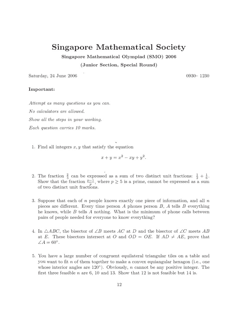 Junior Section - Special Round - SMO Singapore Mathematical Olympiad ...