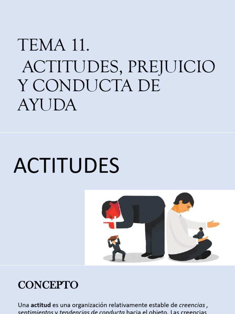Tema 11. Actitudes, Prejuicios y Conducta de Ayuda - Alumnos | PDF | Comportamiento | Actitud ...