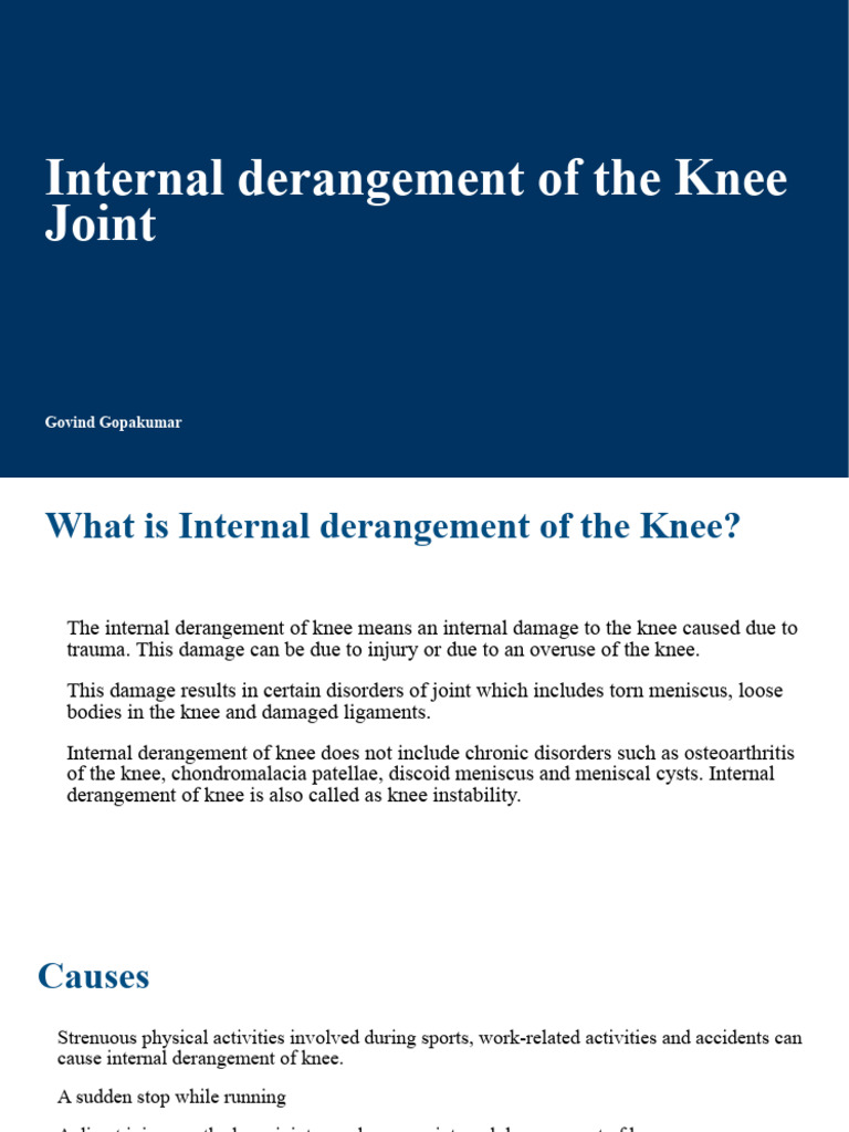 Internal Knee Derangement | PDF | Knee | Anatomical Terms Of Motion