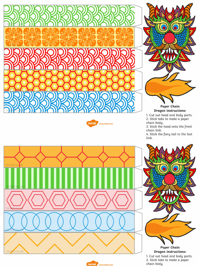 Chinese New Year Paper Chain Craft Dragon | PDF