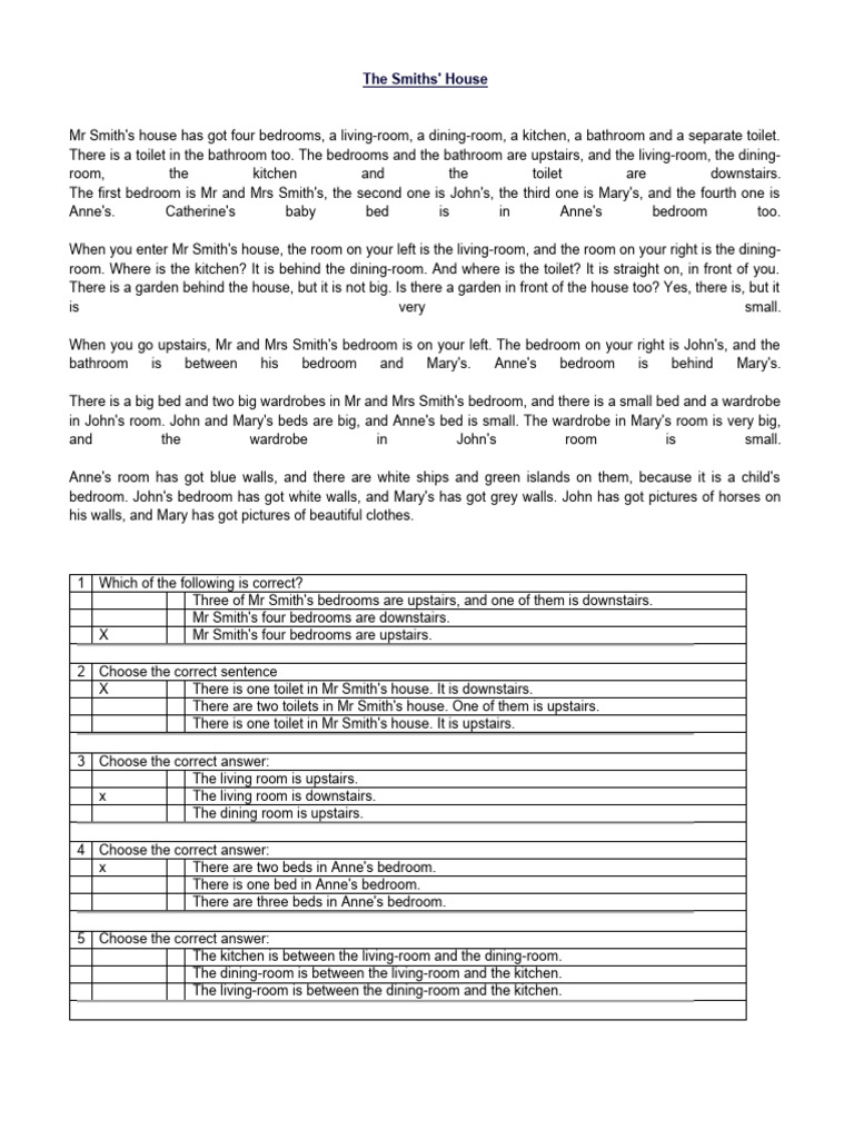 Mr Smith's Four-Bedroom House Layout | PDF | Room | Dining Room