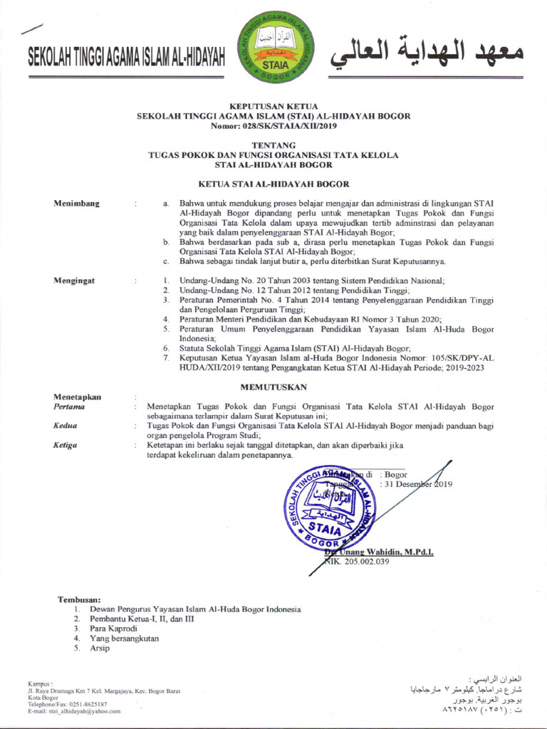 Tugas Pokok Dan Fungsi TUPOKSI 2019 2023 | PDF