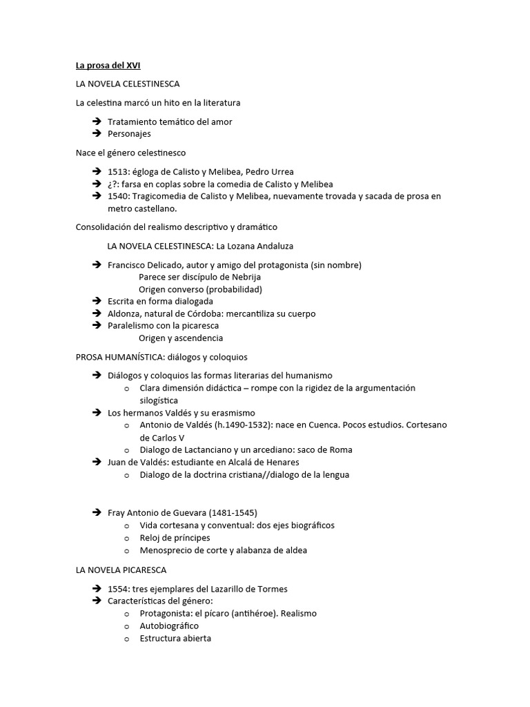 6.prosa Siglo XVI | PDF | Novelas | Literatura española
