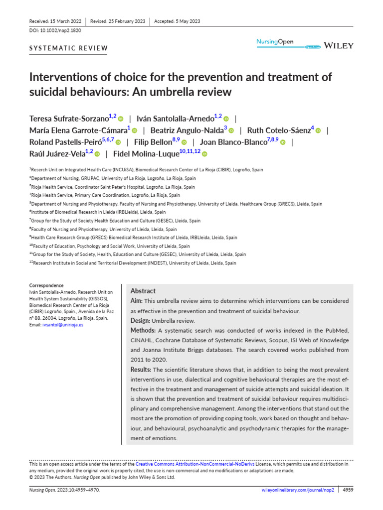 Interventions of Choice For TH | PDF | Cognitive Behavioral Therapy ...