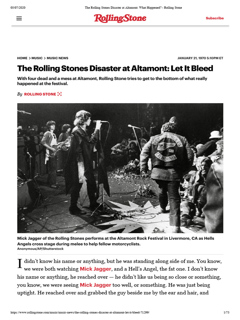 The Rolling Stones Disaster at Altamont - What Happened - Rolling Stone ...