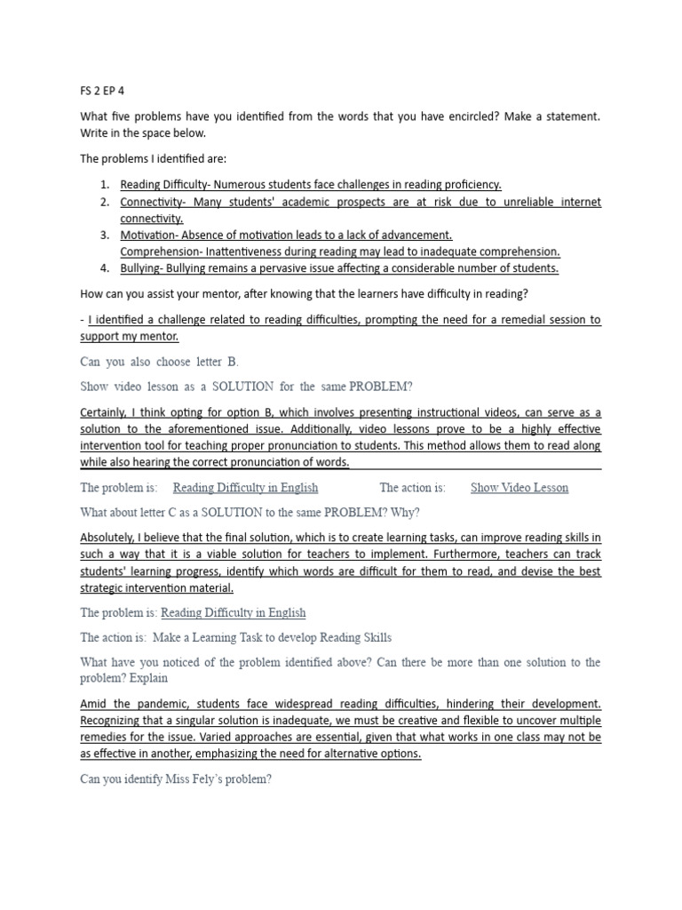 FS 2 Ep 4 | PDF | Learning | Reading Comprehension