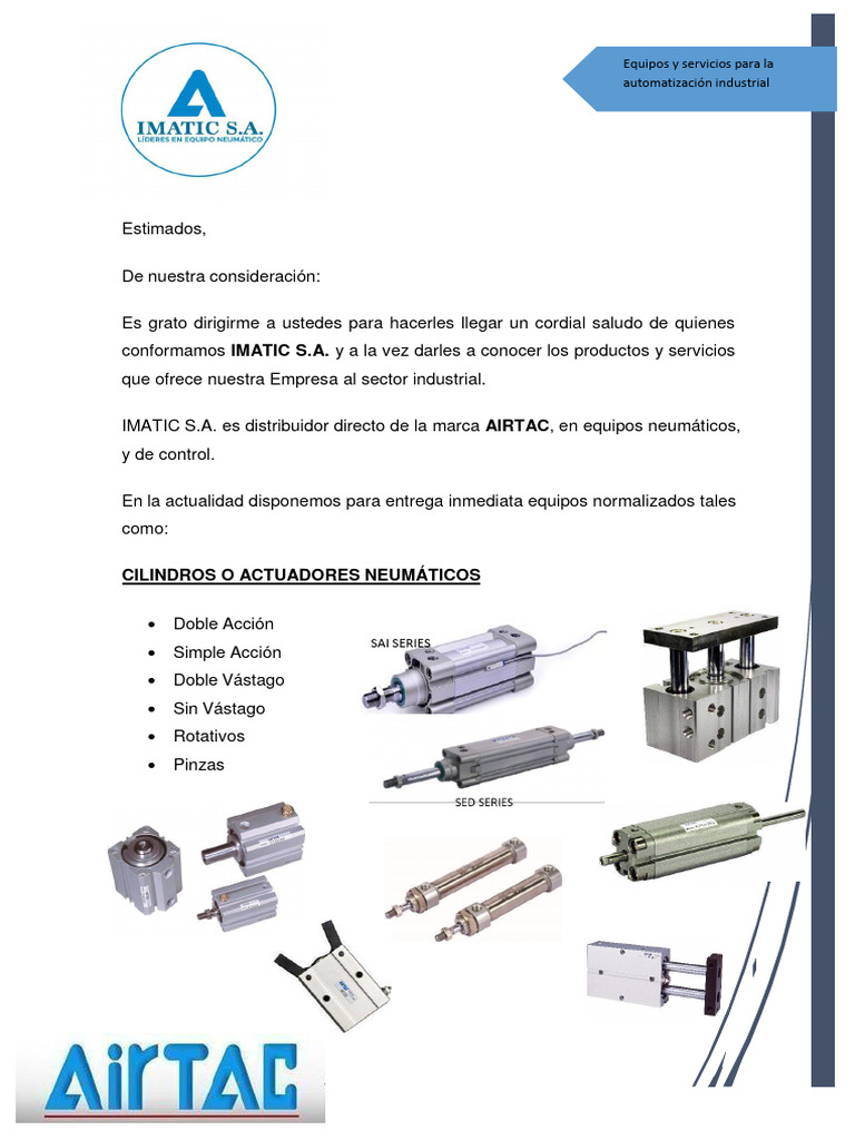 Carta de Presentacion Imatic S.A | PDF | Automatización | Tecnologías ...