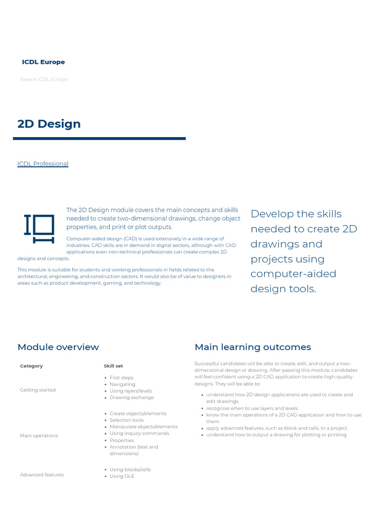 2D Design - ICDL Europe | PDF | Computer Aided Design | Computing