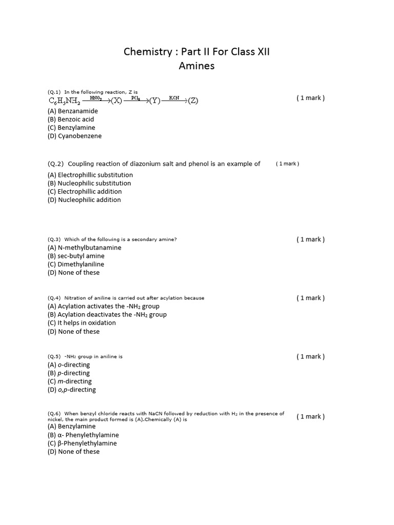 4 MCQS | PDF | Amine | Organic Chemistry