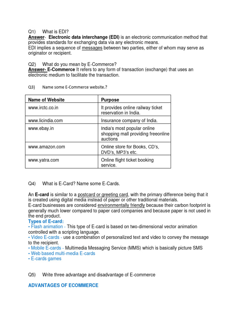 E-Commerce Questions | PDF | E Commerce | Information Technology