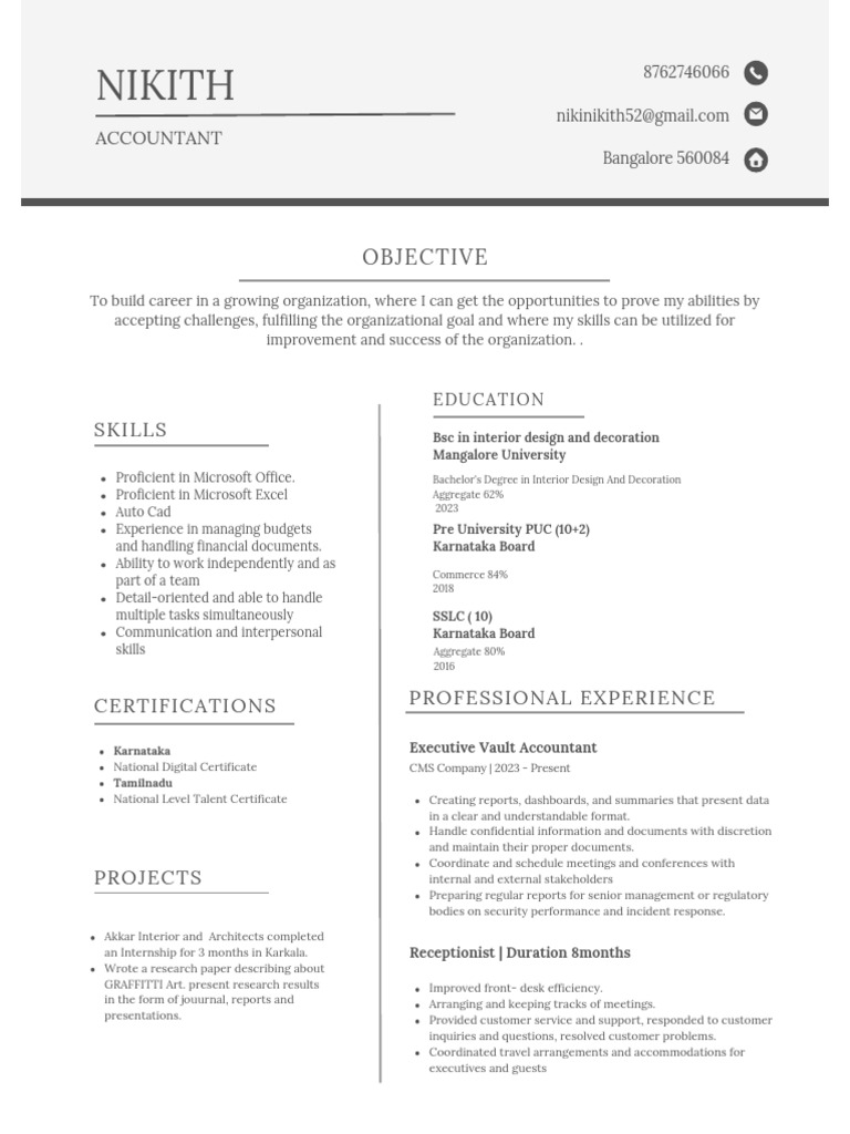 Nikith: Objective | PDF | Business