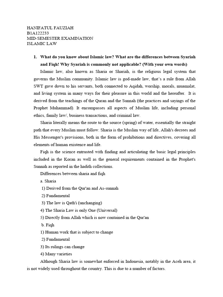 ISLAMIC lAW MID-TEST | PDF | Sharia | Hadith