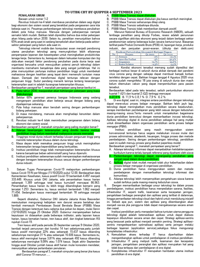 Kunci To Tps 1 Quipper | PDF | Komputer