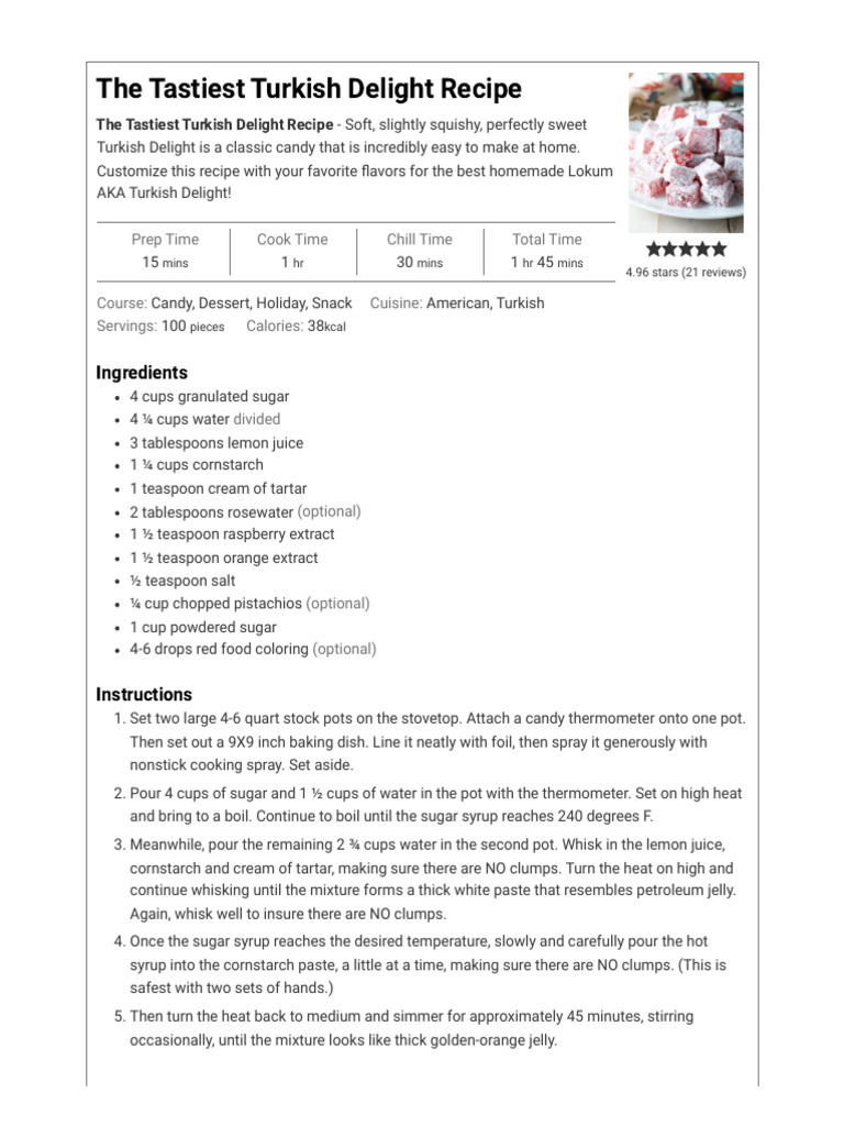 The Tastiest Turkish Delight Recipe - A Spicy Perspective | PDF | Candy ...