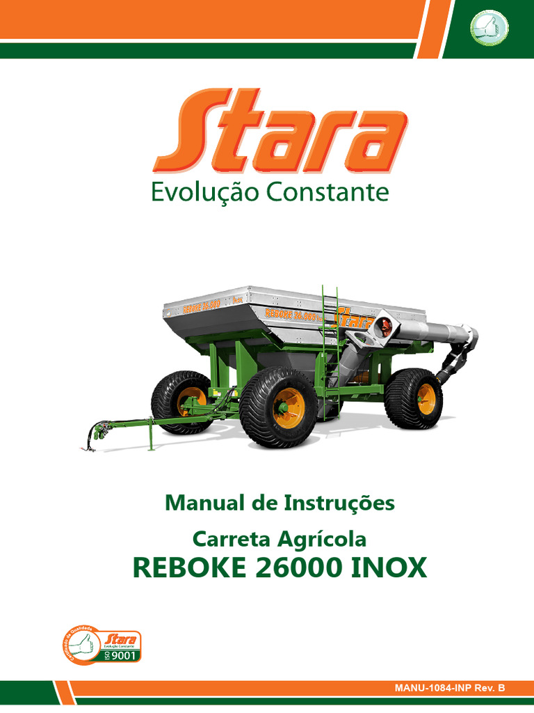 Manual de Instruções Carreta Agrícola REBOKE INOX. MANU-1084-INP Rev. B ... Manual de Instruções Carreta Agrícola REBOKE INOX. MANU-1084-INP Rev. B ...