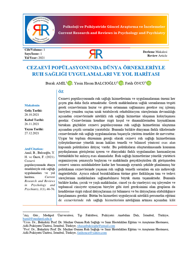 Cezaevi Pop - Lasyonunda D - Nya - Rnekleriyle Ruh Sa - L - Uygulamalar - Ve Yol Haritas ...