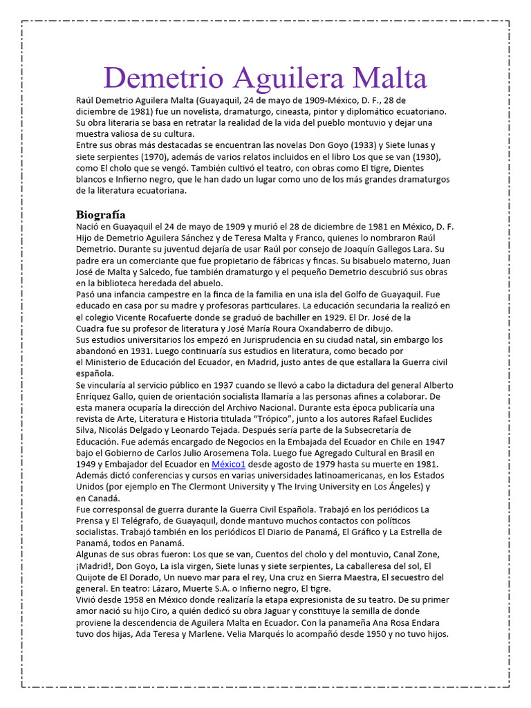 Demetrio Aguilera Malta | PDF