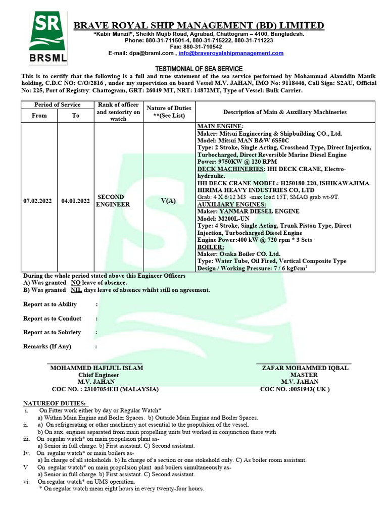 2e Testimonial | PDF | Marine Propulsion | Diesel Engine