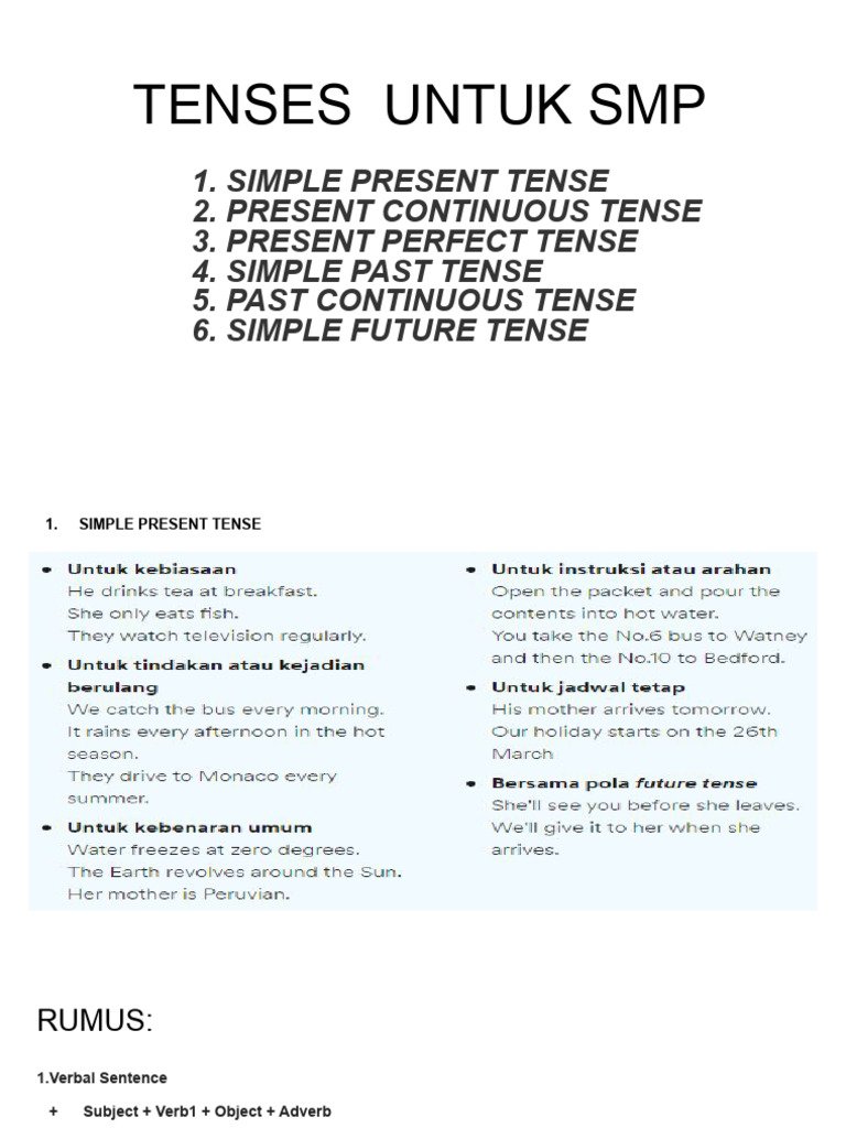 Tenses Untuk SMP | PDF