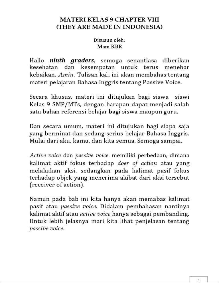 Materi Kelas 9 Chapter Viii | PDF