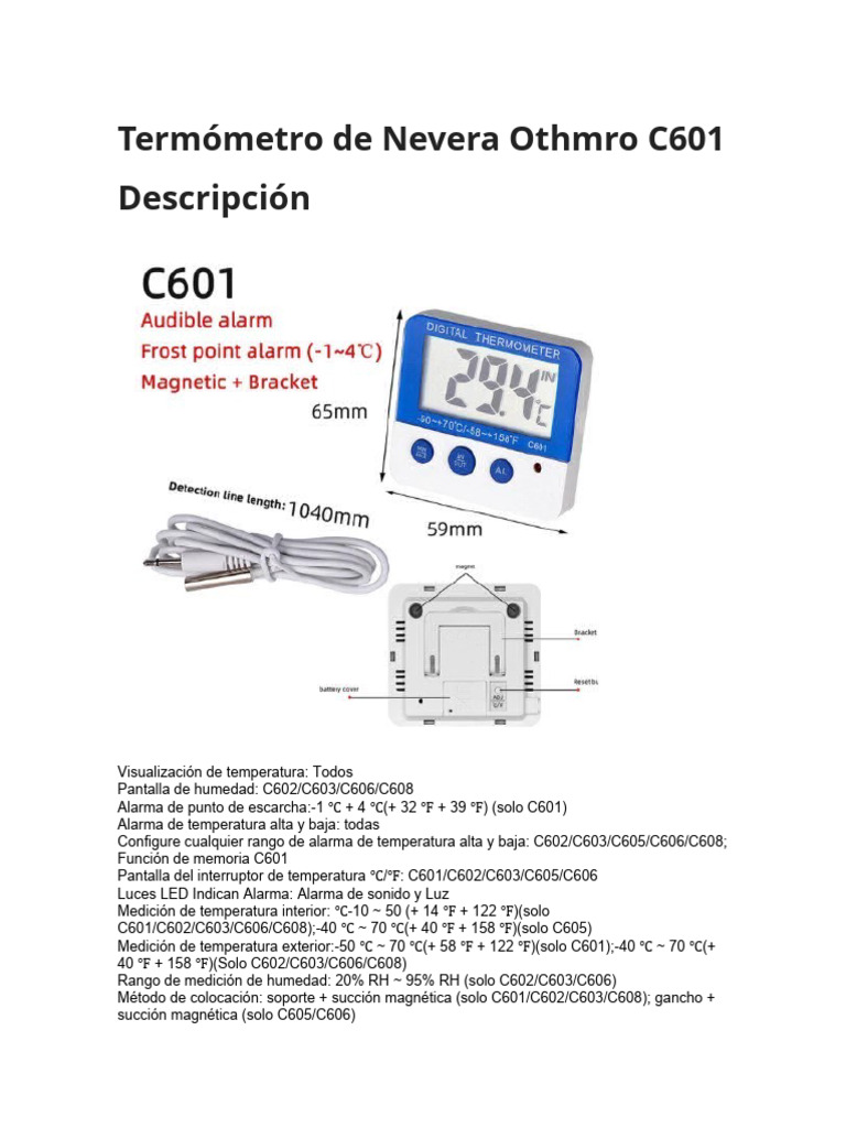 Termometro C601 | PDF | Fahrenheit | Temperatura