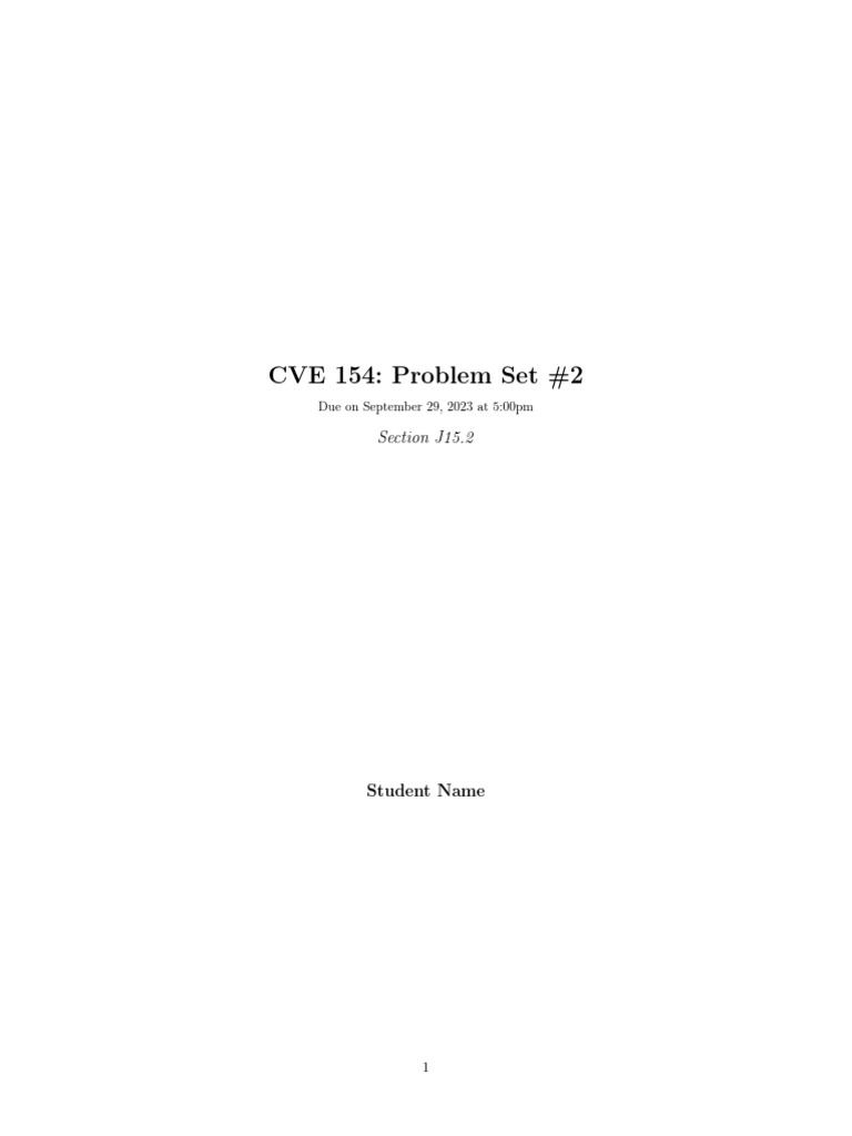 CVE 154: Problem Set #2: Section J15.2 | PDF | Numerical Analysis | Mathematics Of Computing