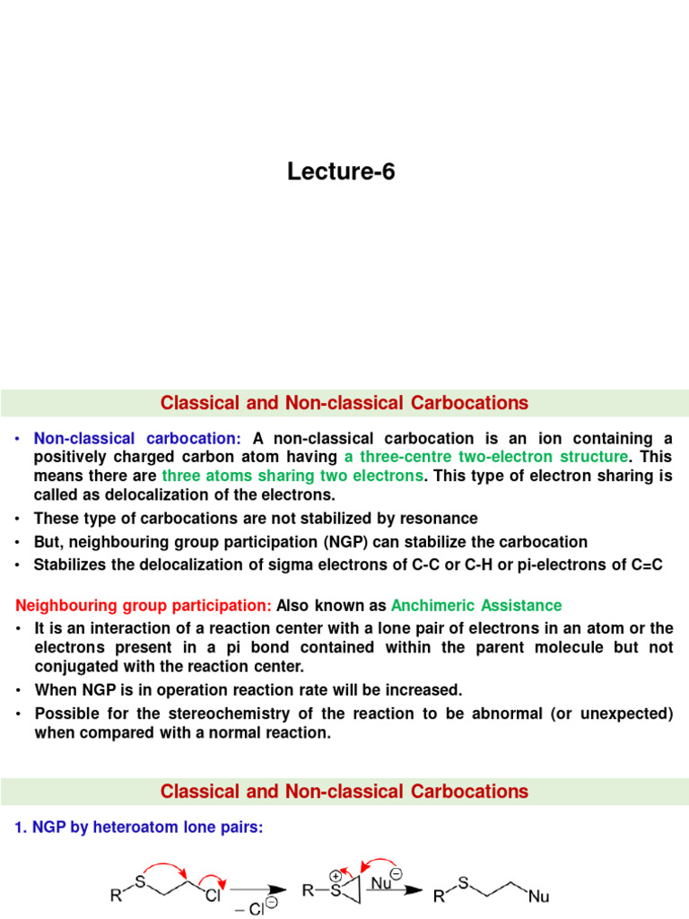 Non-Classical vs Classical Carbocations | PDF | Chemistry | Unit Processes