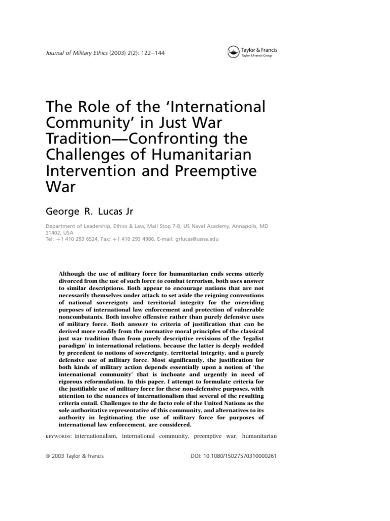 (03b) The Role of The 'International Community' in Just War Tradition ...
