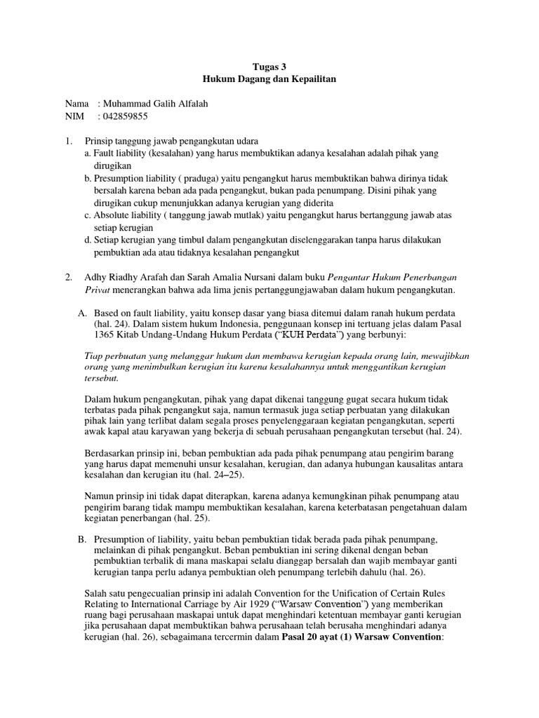 Tugas 3 Hukum Dagang Dan Kepailitan | PDF