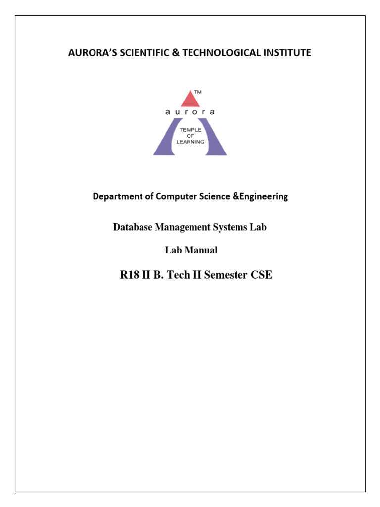 DBMS Lab Manual | Download Free PDF | Databases | Oracle Corporation