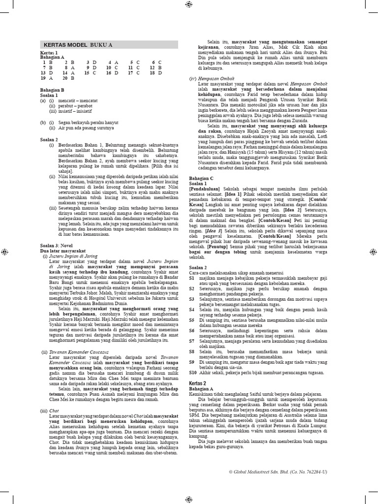 Jawapan Kertas Model Myvisa t3 Buka A & B | PDF