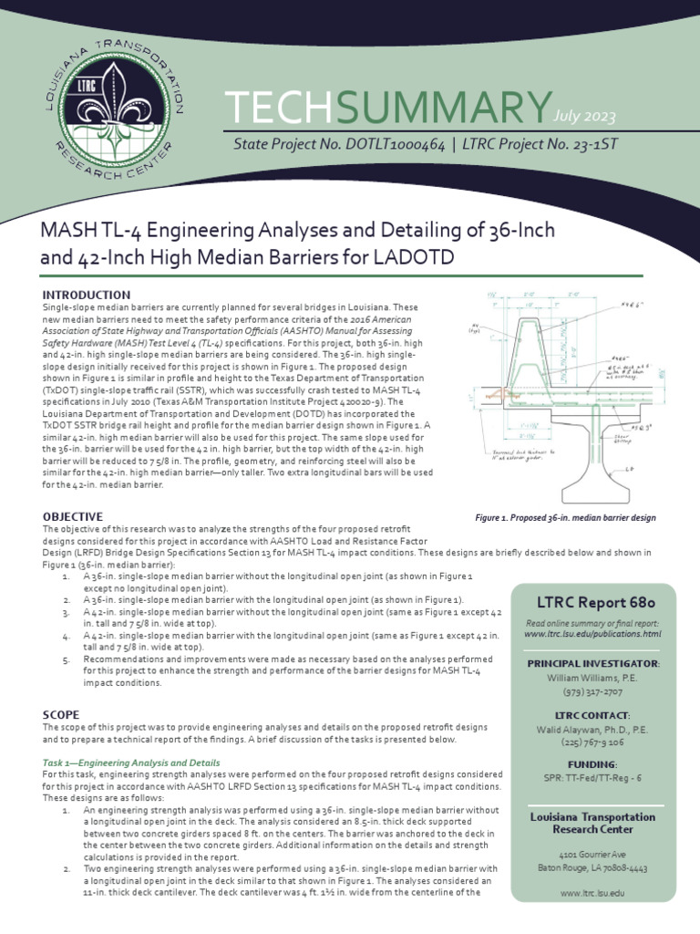 TS - 680 For LTRC 23-1ST MASH TL-4 Engineering Analyses and Detailing ...